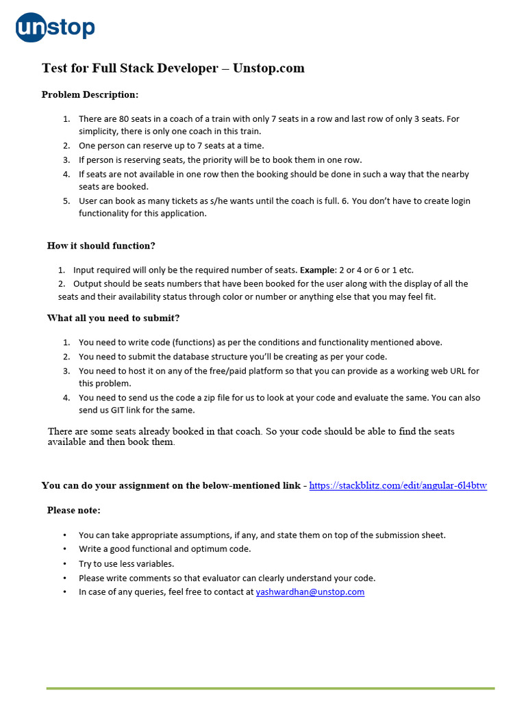 6423ba88eaf64 Unstop Full Stack Developer Test | PDF | Career & Growth ...