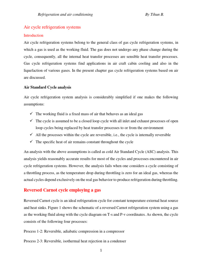 Air Cycle Refrigeration Systems Explained | PDF | Refrigeration | Heat