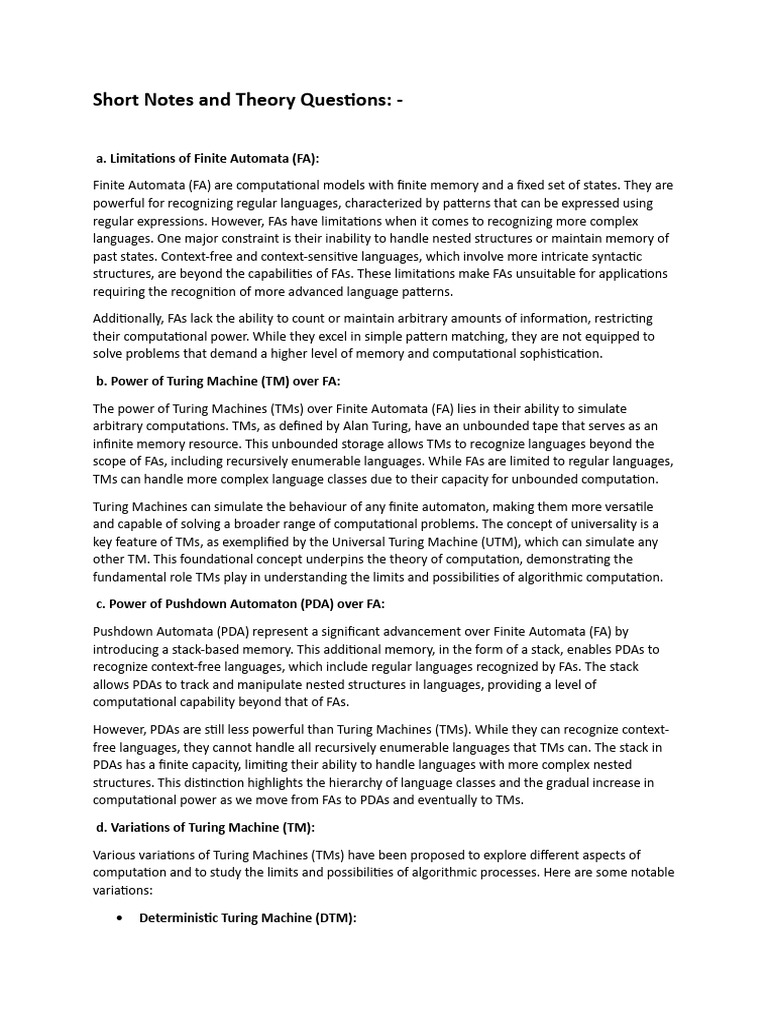 Tcs Theory All Modules Pdf Theory Of Computation Computational Complexity Theory