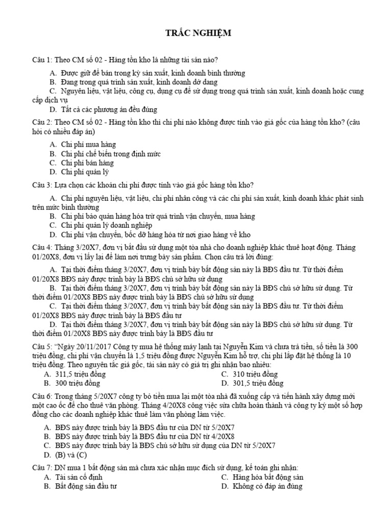 Bài Tập Trac Nghiem Va Tu Luan | PDF