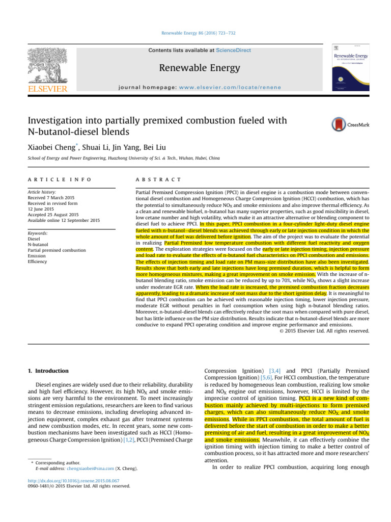 Investigation Into Partially Premixed Combustion Fueled With Pdf Combustion Diesel Engine