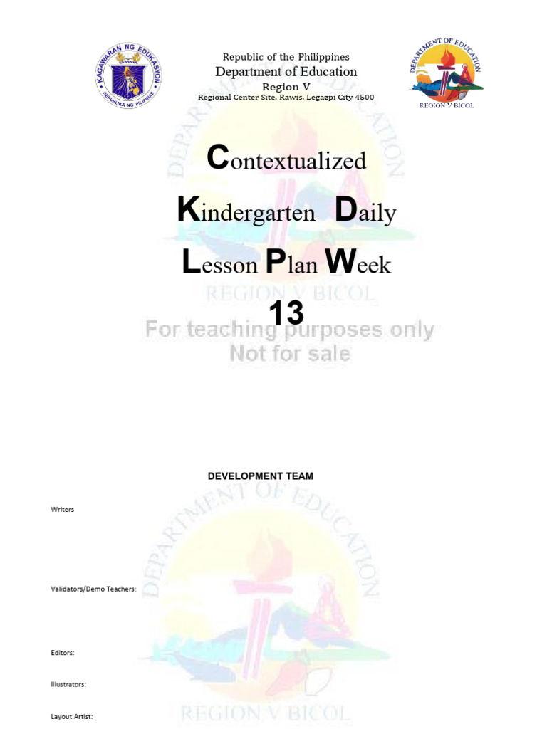 Kindergarten Daily Lesson Plan Week 13 | PDF | Vocabulary | Communication