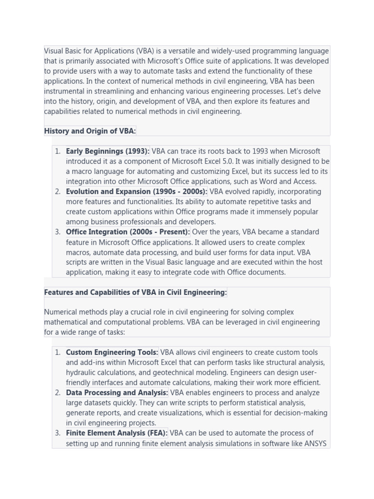 Visual Basic For Applications | PDF | Visual Basic For Applications | Matlab