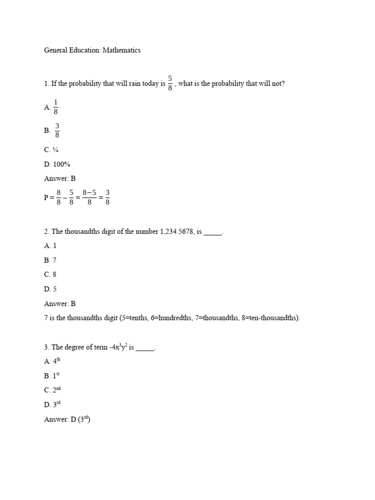 General Education Mathematics | PDF | Numbers | Mathematical Concepts