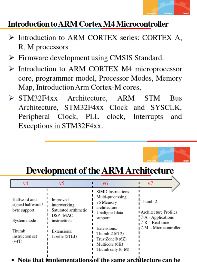 Unit 4 Introduction To ARM CORTEX M4 | PDF | Microcontroller | System On A Chip
