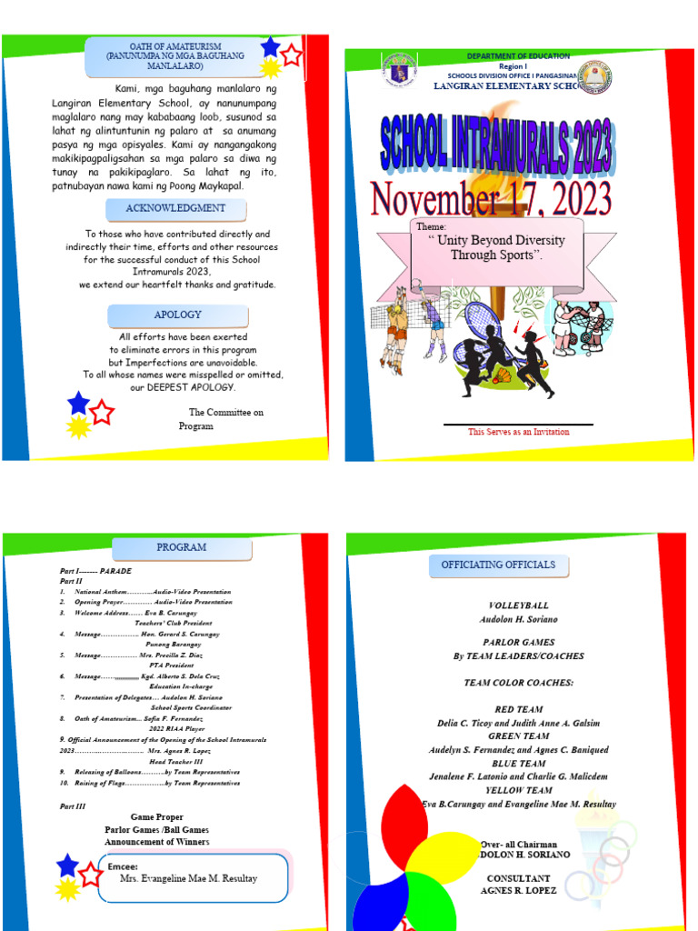 School Intramurals 2023 Program Guide | PDF