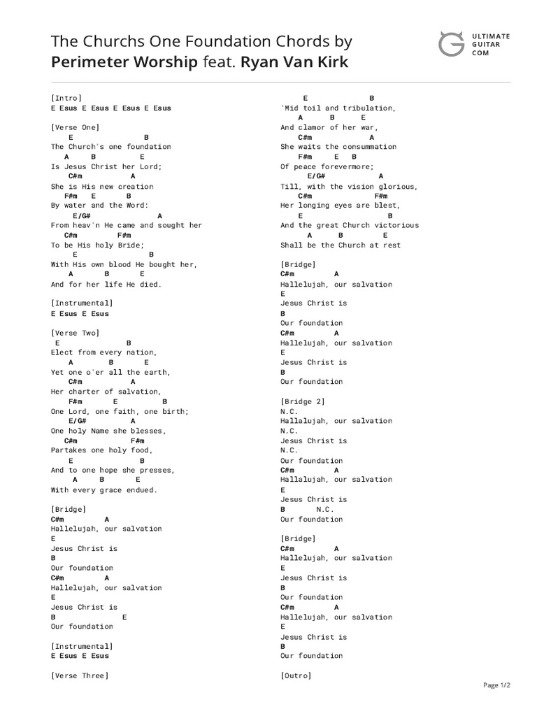 The Churchs One Foundation Chords and Lyrics | PDF | Abrahamic ...