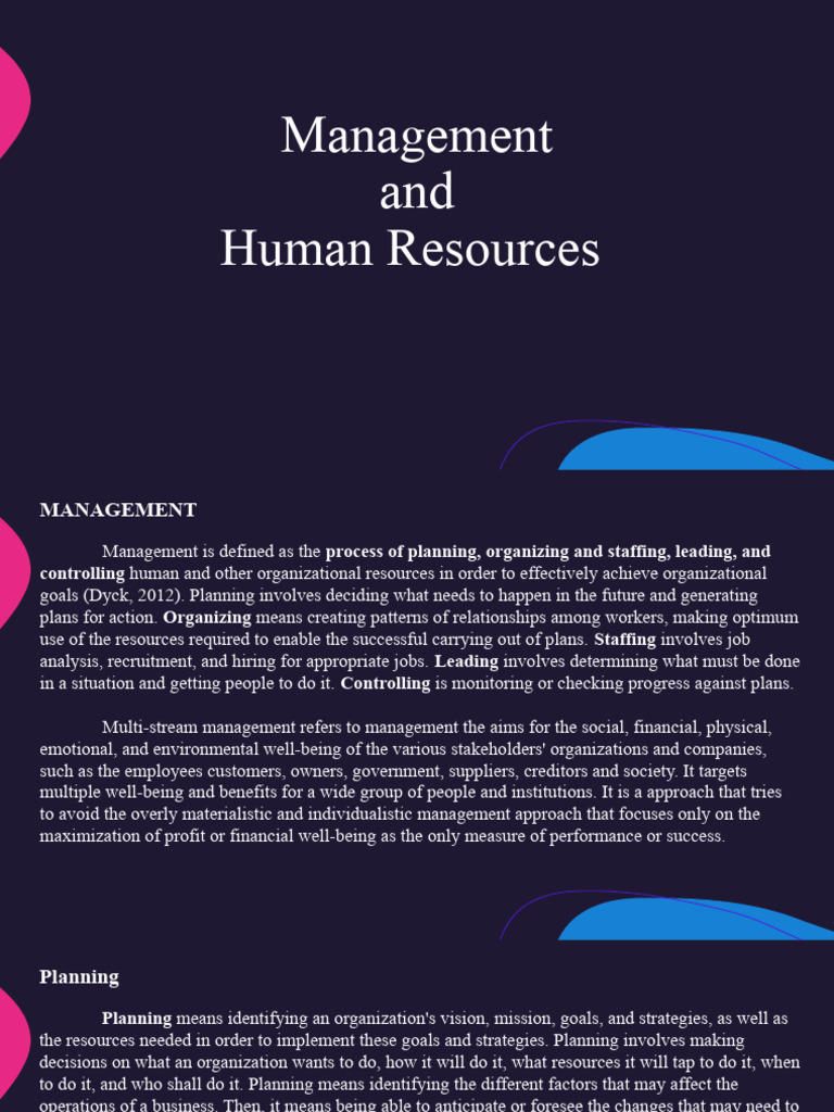 Management and Human Resources | PDF | Goal | Leadership