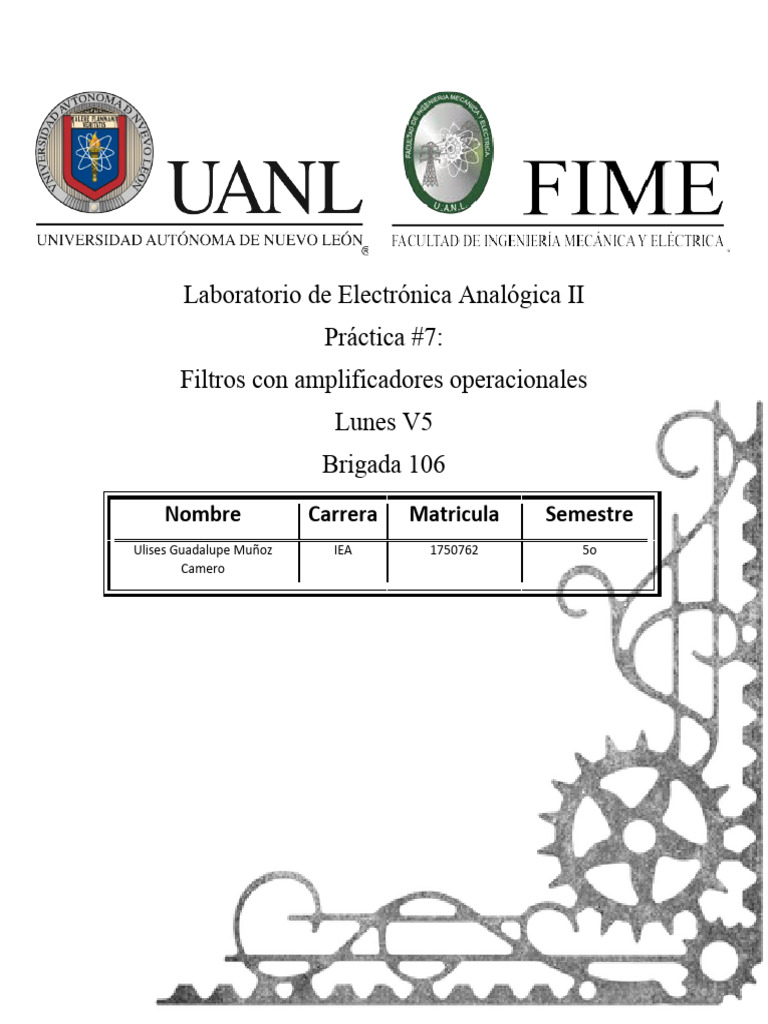 PRACT.7 Lab Elec2indivual | PDF | Filtro electronico | Amplificador ... PRACT.7 Lab Elec2indivual | PDF | Filtro electronico | Amplificador ...
