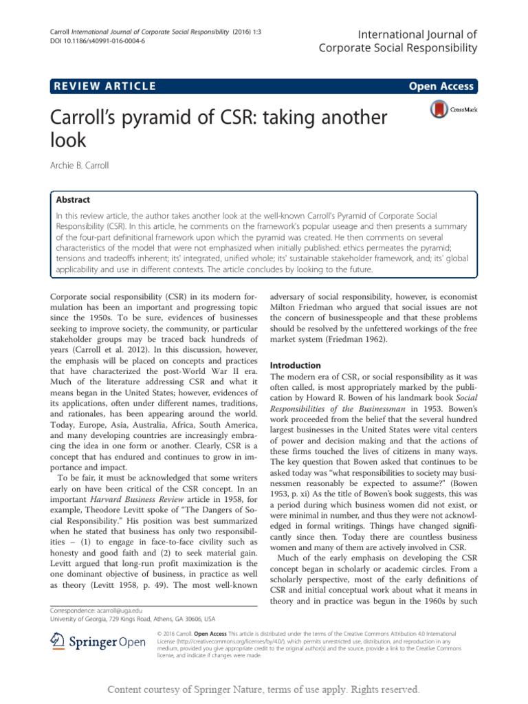Carrolls Pyramid of CSR Taking Another Look | PDF | Corporate Social ...