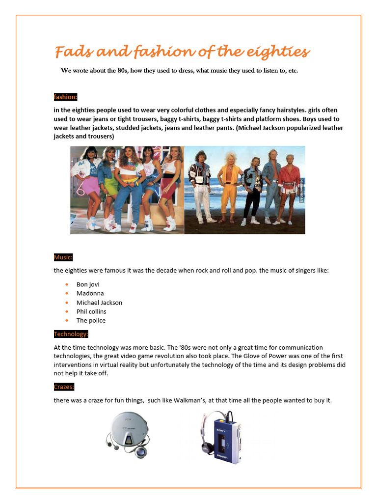 80s Fashion and Fads Overview | PDF