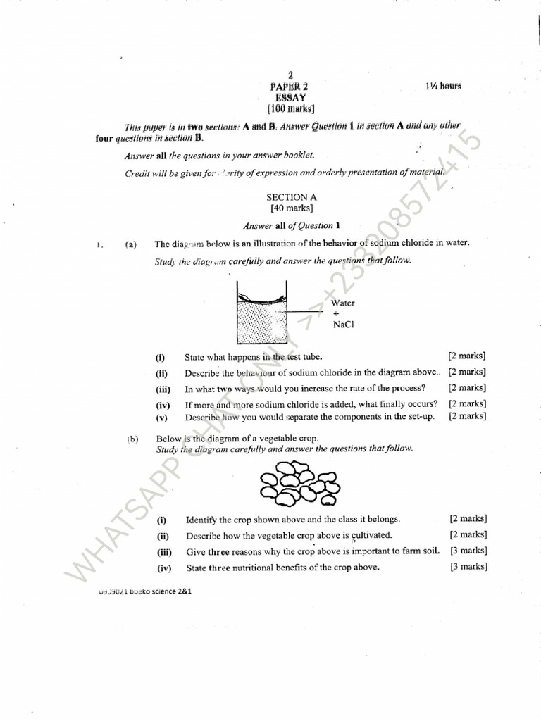 BECE SCIENCE SEPT 2022 MOCK PLUS MARKING SCHEME @waec Wassce On | PDF