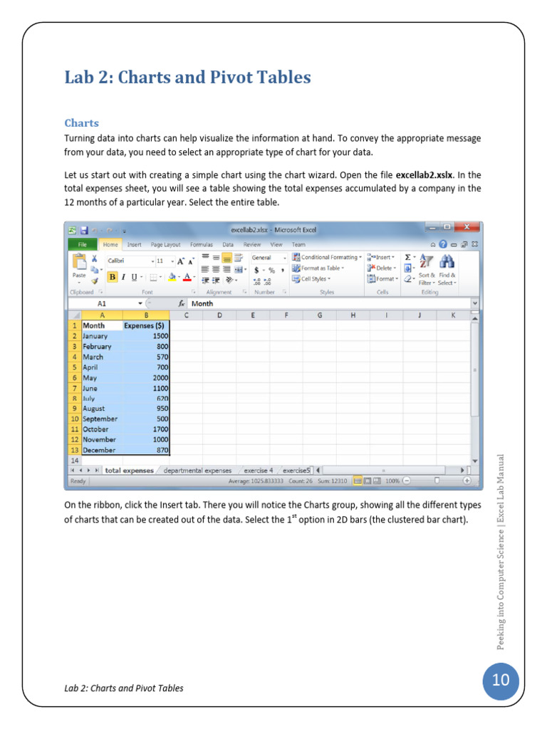 MIS - Lab02 - Charts-Pivot Tables | Download Free PDF | Data Management | Computing