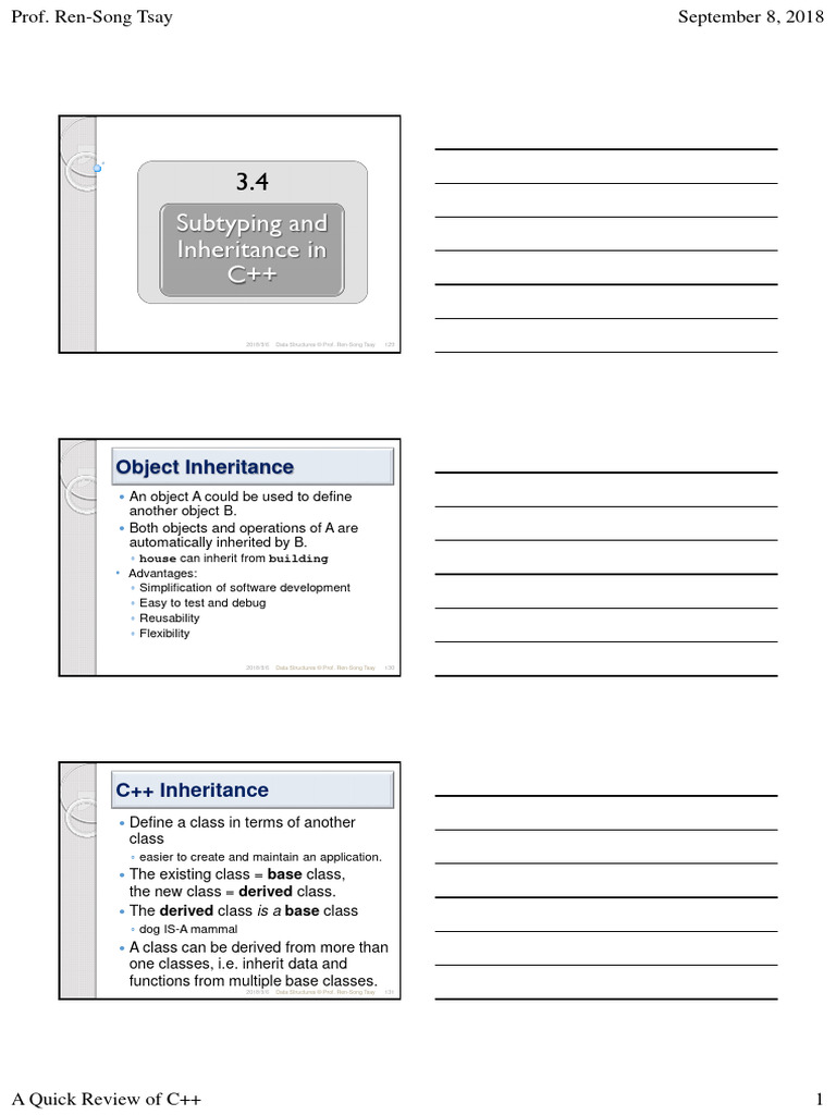 蔡仁松教授資料結構 - L1I - Subtyping and Inheritance in C++ | PDF | Inheritance (Object Oriented ...