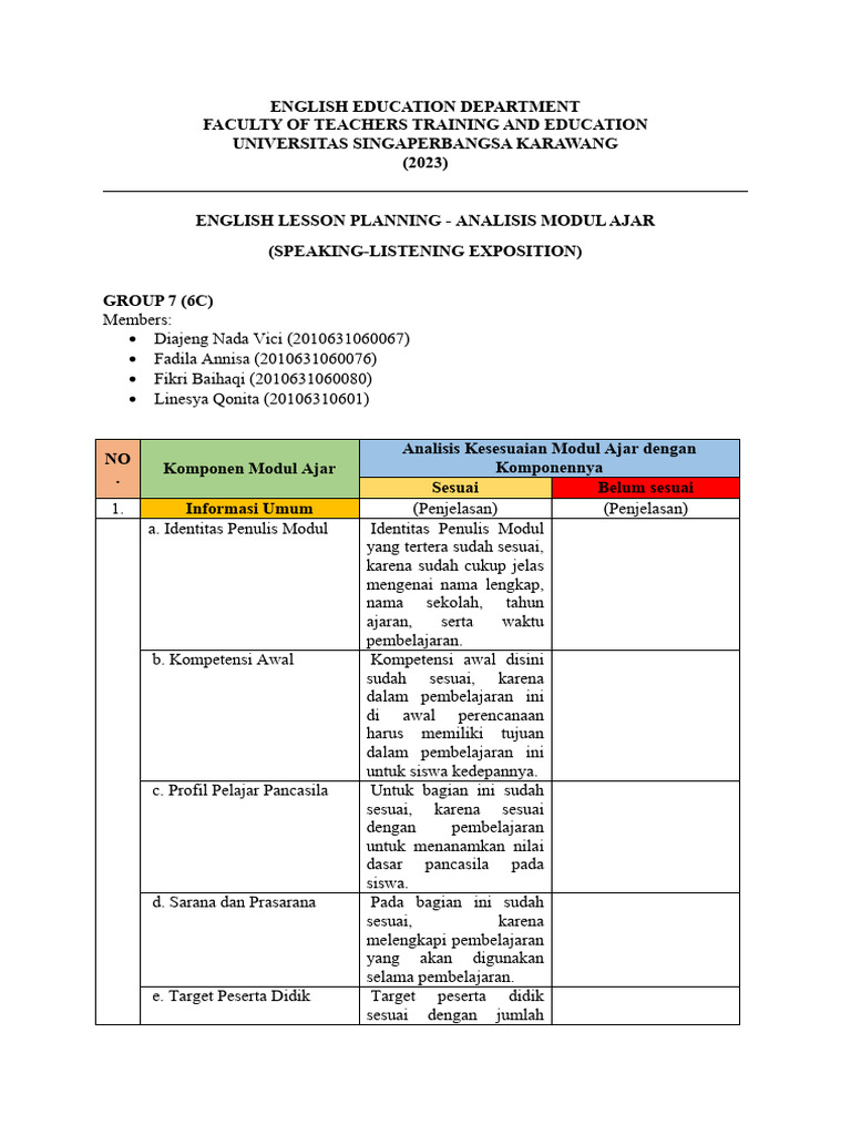 Group 7 - Analisis Modul Ajar | PDF