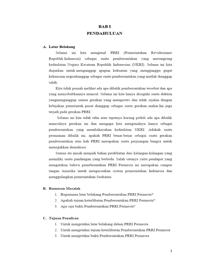 Latar Belakang Pemberontakan PRRI | PDF | Sejarah