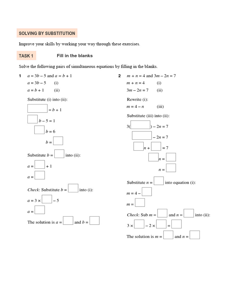 Solving by Substitution | PDF | Equations | Applied Mathematics