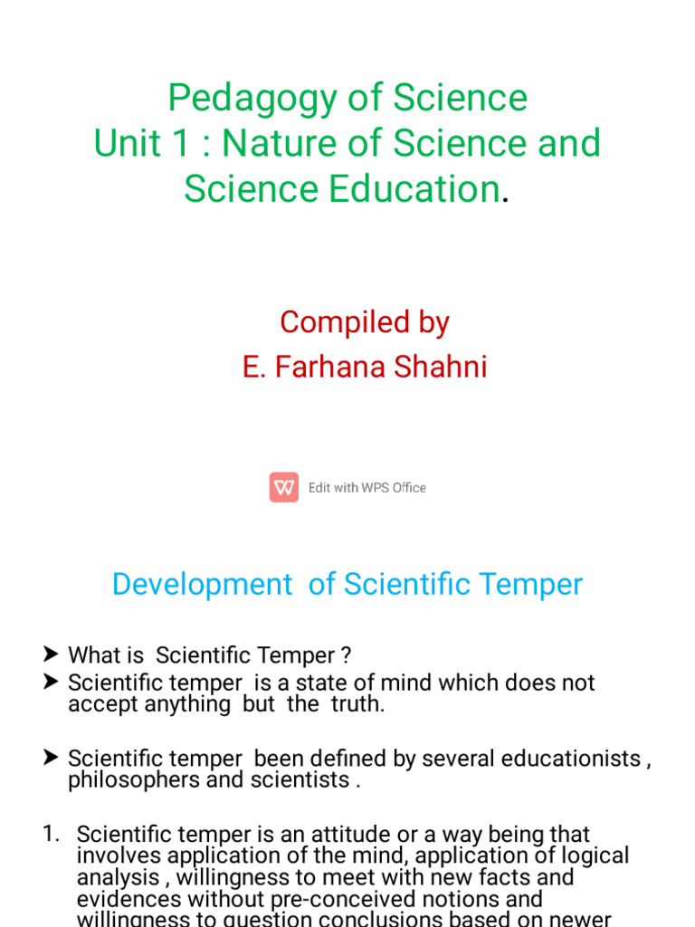 Pedagogy of Science Unit 1 | PDF | Science | Scientific Method