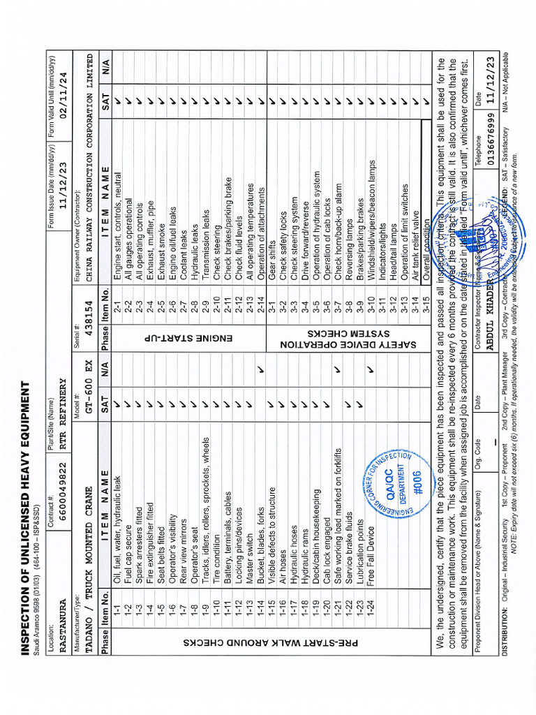 Checklist - CRCC - 12-11-2023 | PDF