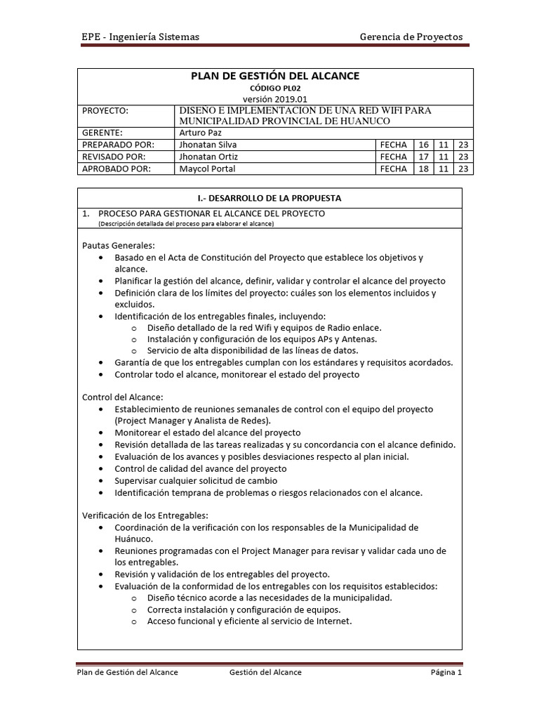 PL - 02 - Plan - de - Gestion Del Alcance | PDF | Diseño | Software