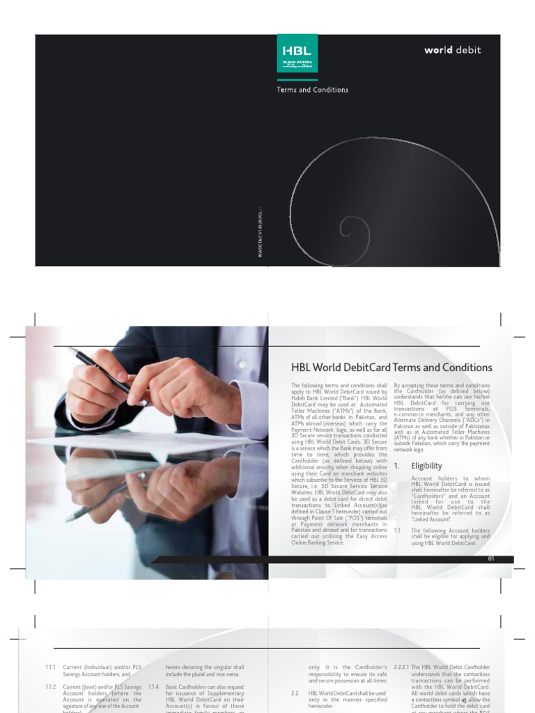 HBL World DebitCard T&C Guide | PDF | Debit Card | Automated Teller Machine