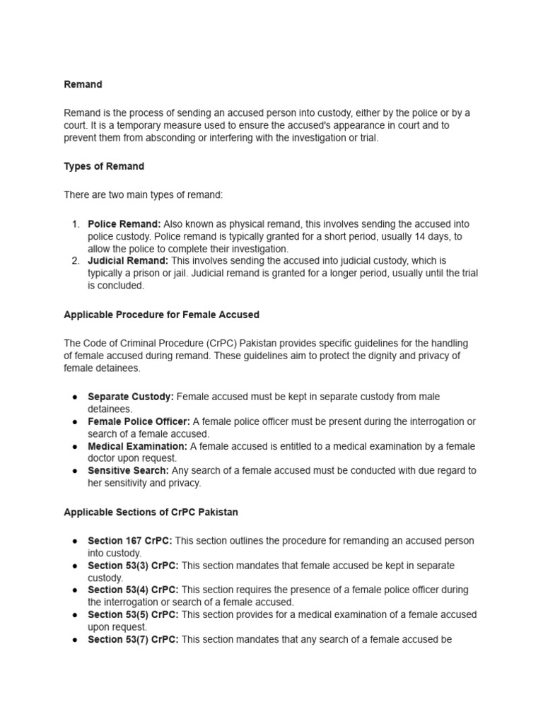 Briefly Describe The Remand and Its Kinds - Prescribed Applicable ...