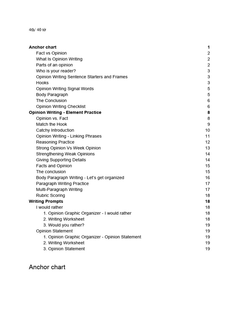 Opinion Writing Unit Activities (Anchor Chart, Prompts, Graphic ...