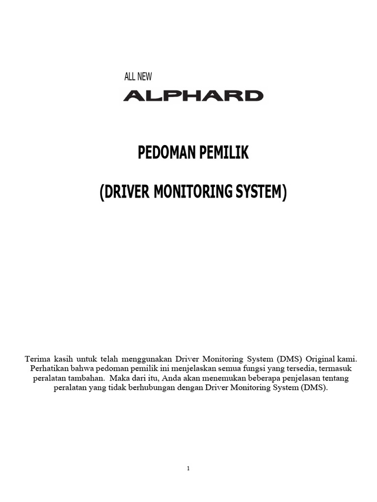 Pedoman Pemilik Dms Driver Monitoring System Pdf