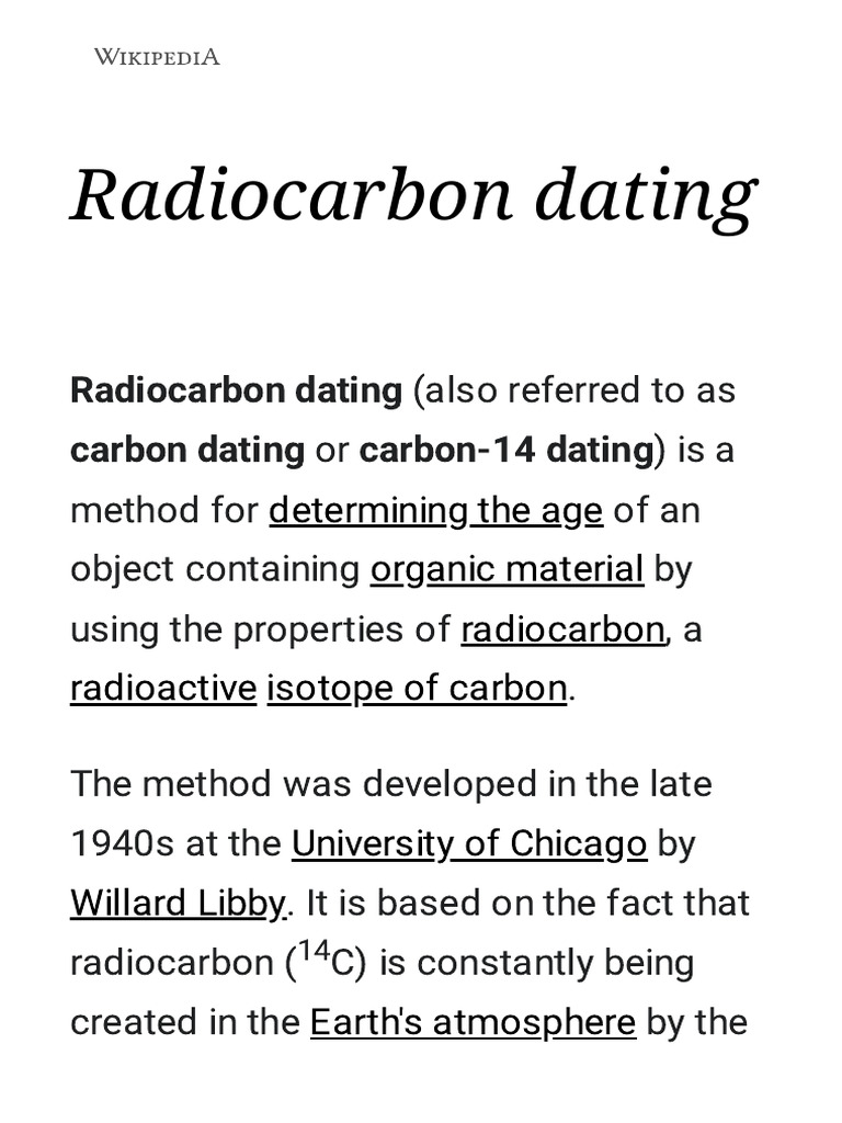 Radiocarbon Dating - Wikipedia | PDF | Radiocarbon Dating | Radioactive ...