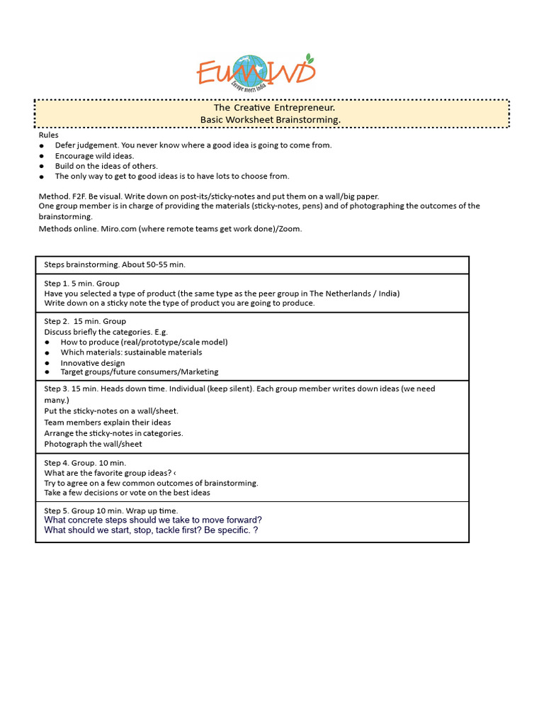 Brainstorming Worksheet Group 1 1 1 | PDF | Brainstorming | Human ...