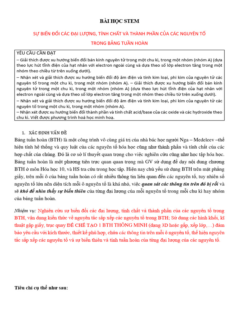 Ý Tư NG Và Công C Đánh Giá BH STEM-BTH | PDF