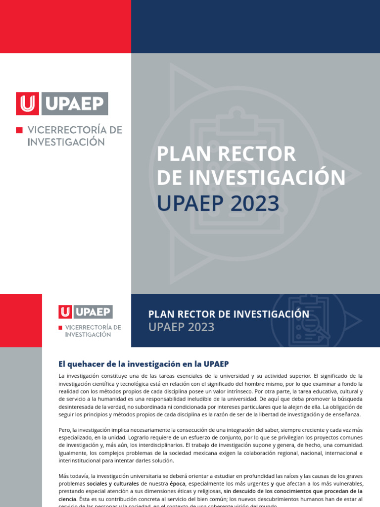Plan Rector de Investigacion UPAEP2023-Espanol | PDF | Sustentabilidad | Economias