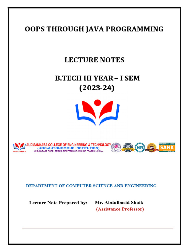 Oops Through Java Material Cai | PDF | Constructor (Object Oriented Programming) | Programming