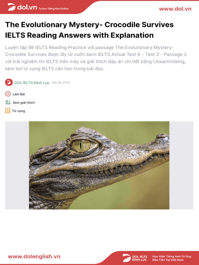 The Evolutionary Mystery - Crocodile Survives | PDF | Predation | Reptile