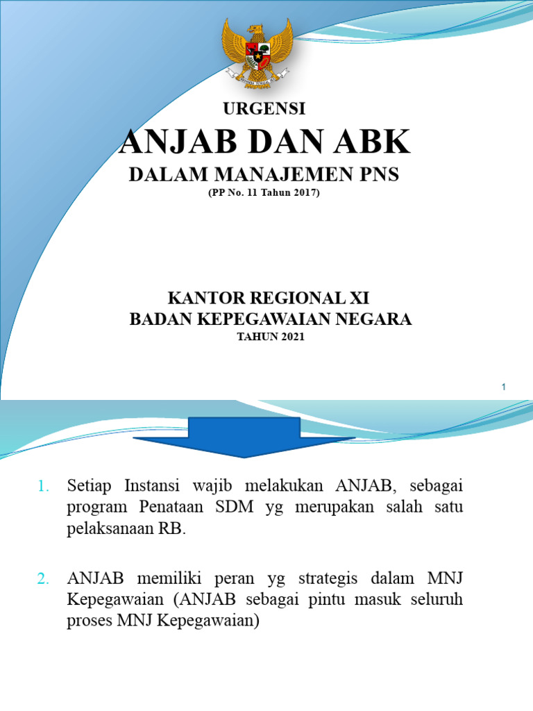Anjab Abk Menyesuaikan Permenpan Nomor 1 Tahun 2020 | PDF
