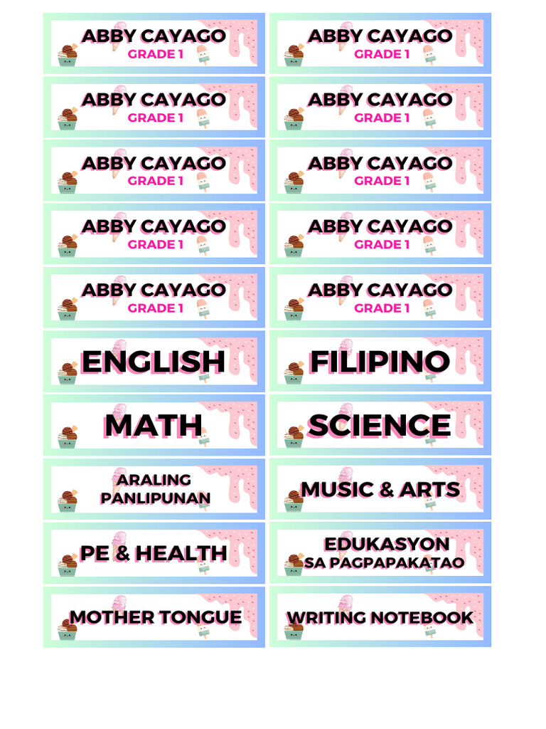 Pastel Color Notebook Label 1 | PDF