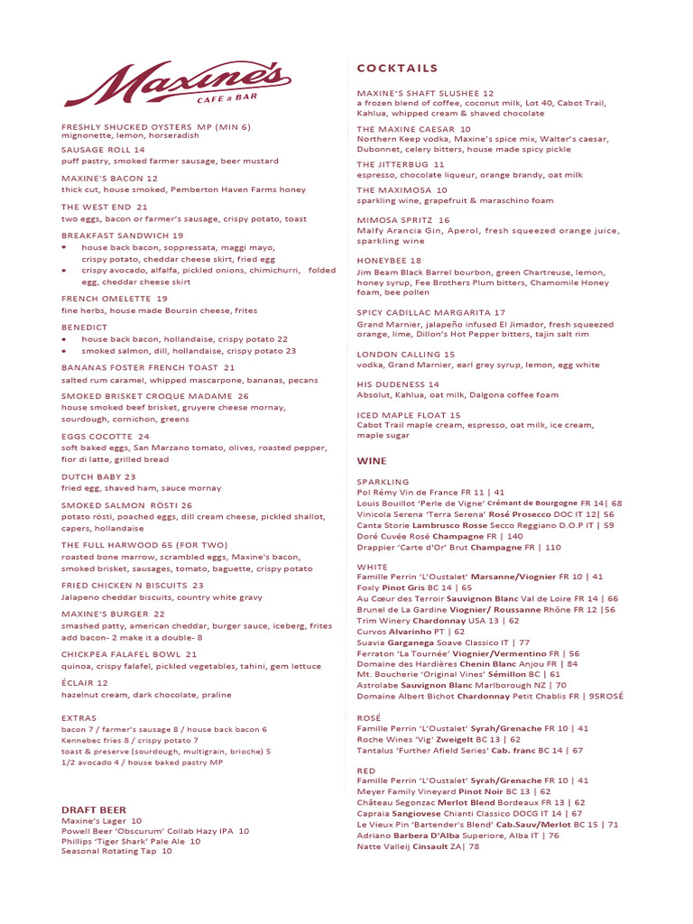 Maxine's Brunch 2023 Oct 2 | PDF | Rose | Wine