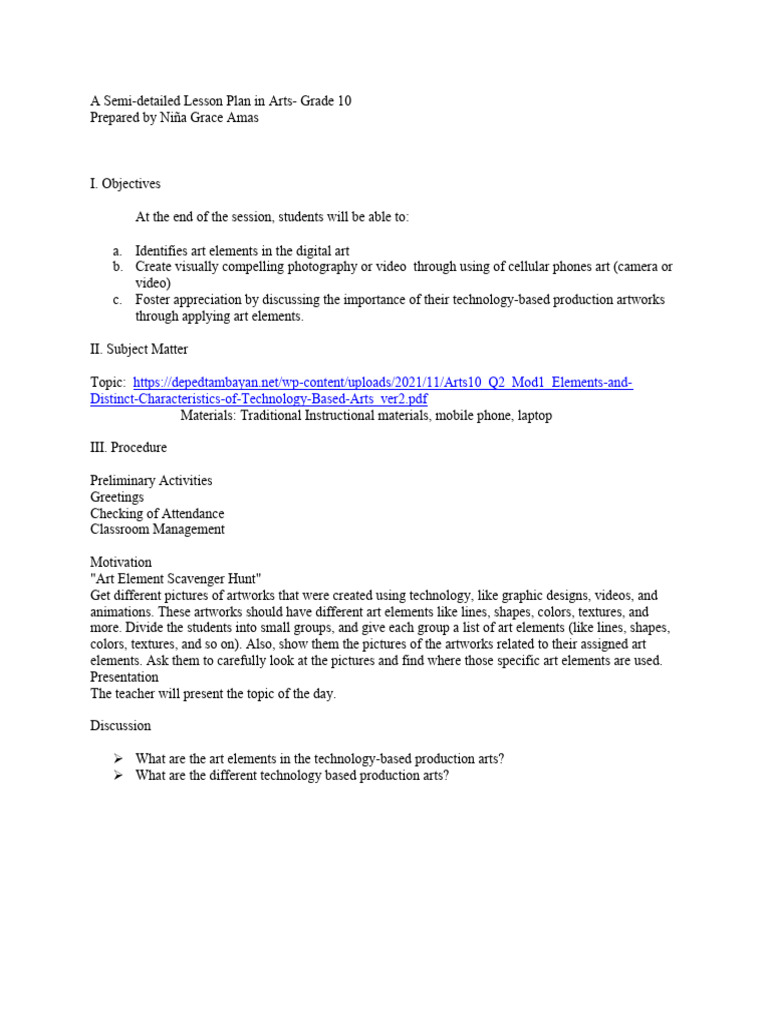 Lessonplan | PDF | Graphic Design | Lesson Plan