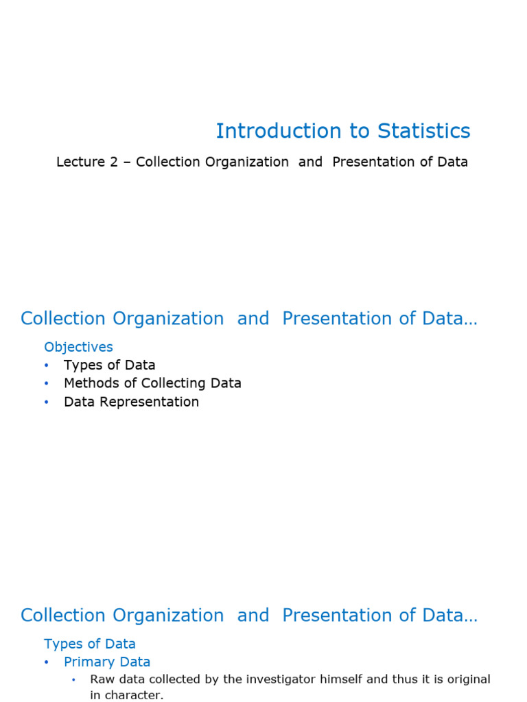 Lecture 2 - Collection Organization and Presentation of Data | PDF ...