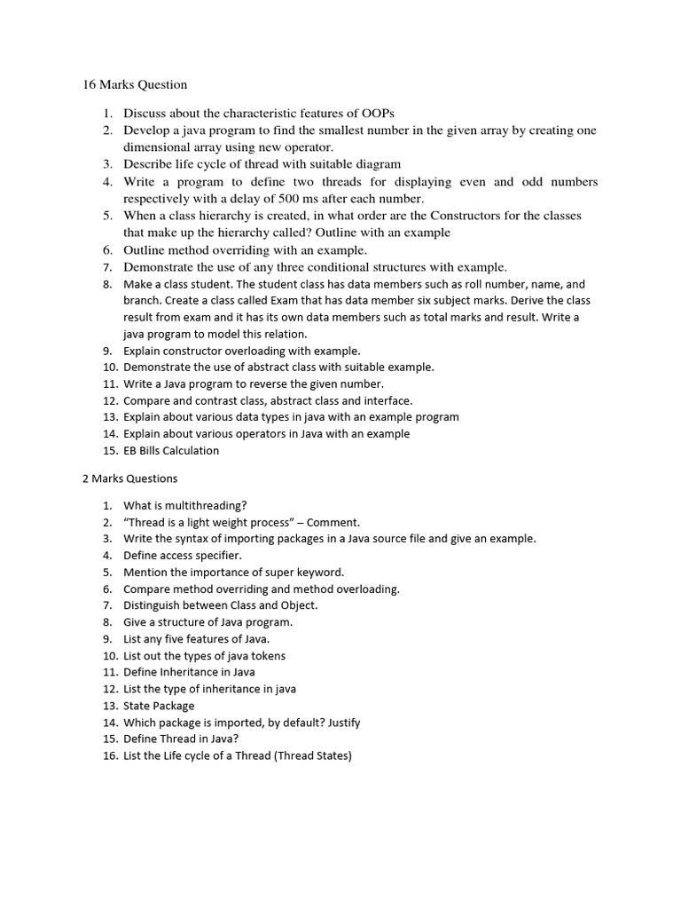 Java Question Bank Pdf