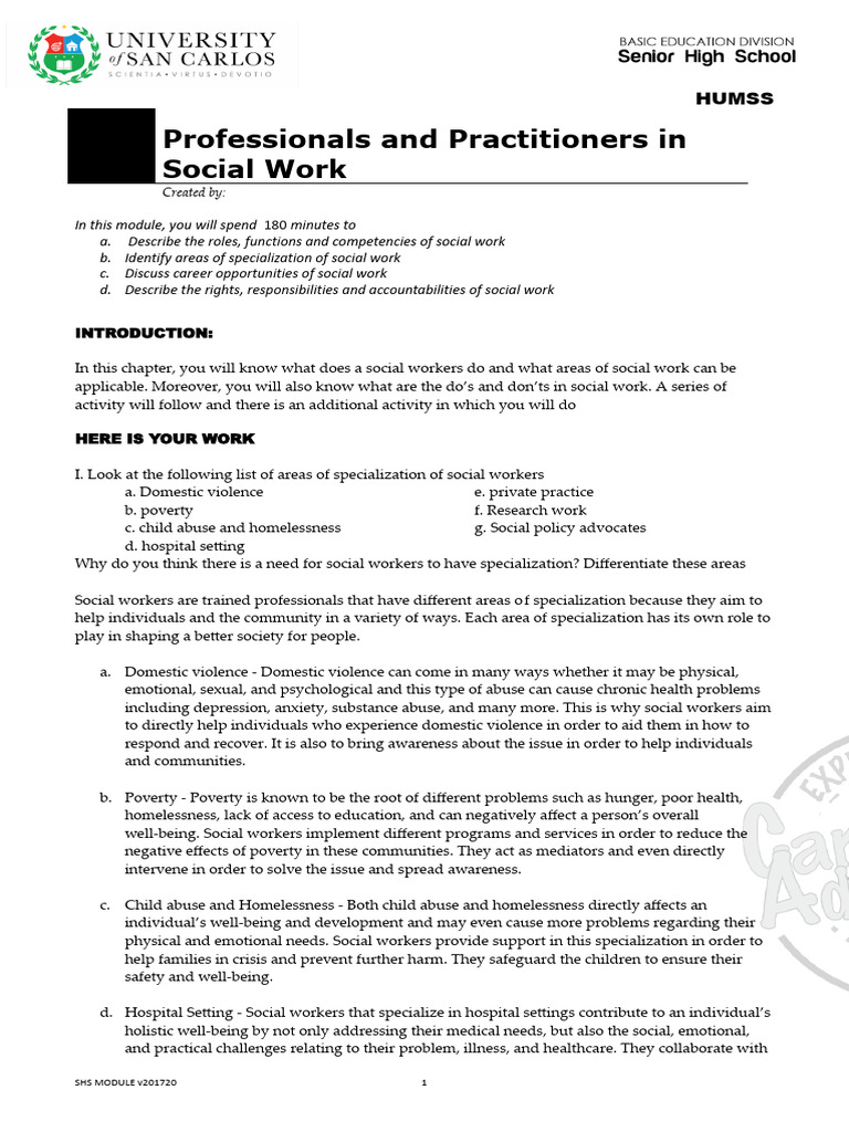 Soc Sci 11-12 | PDF | Social Work | Psychotherapy