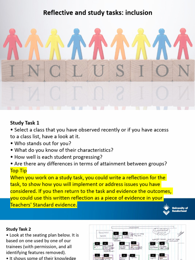 Reflection and Self Study Tasks Inclusion | PDF