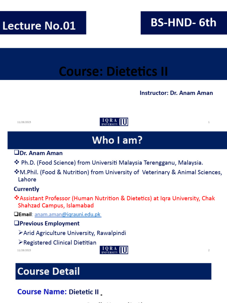 Dietetics II Course Overview and Outline | PDF | Dieting | Nutrients