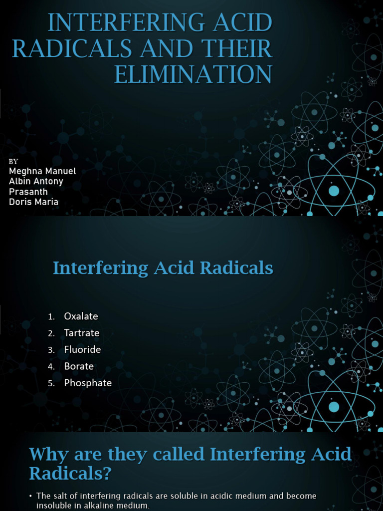 Interfering Acid Radicals and Their Elimination | PDF | Acid ...