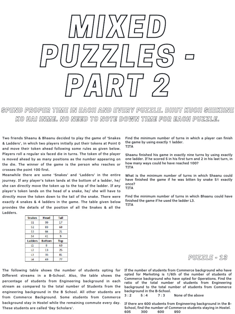 Mixed Puzzles | PDF | Prices | Salary