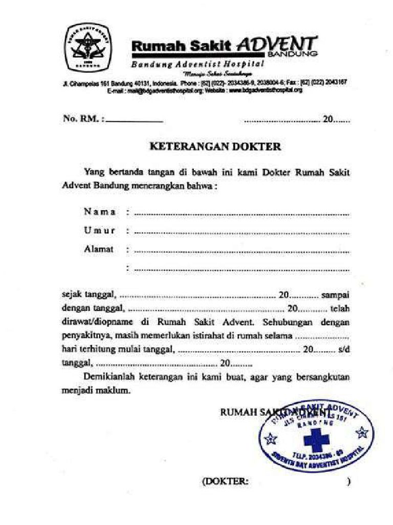Surat Keterangan Sakit Cap | PDF