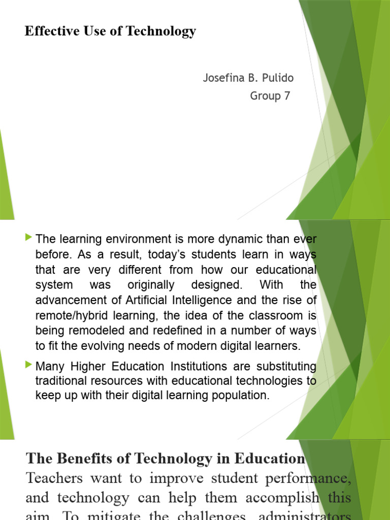 Effective Use of Technology | PDF | Educational Technology | Teachers