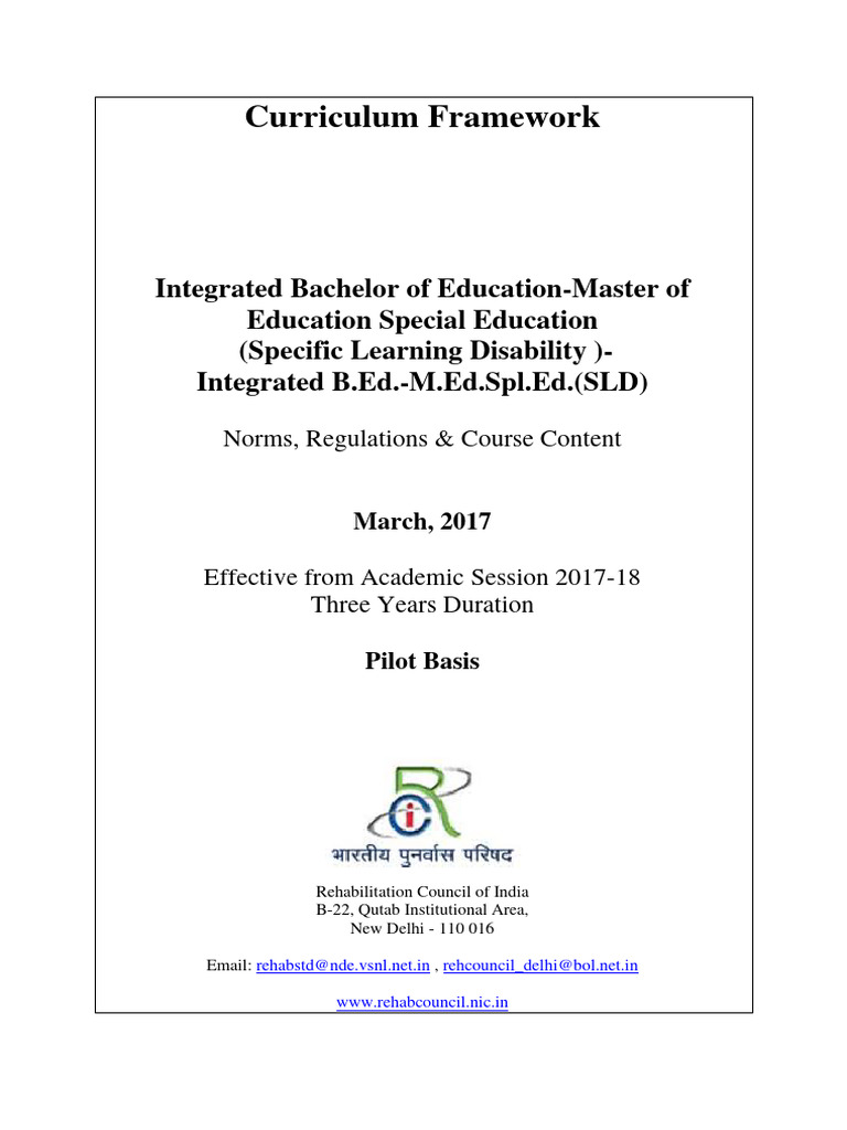 Integrated B.Ed-M.Ed in Special Education | PDF | Educational ...