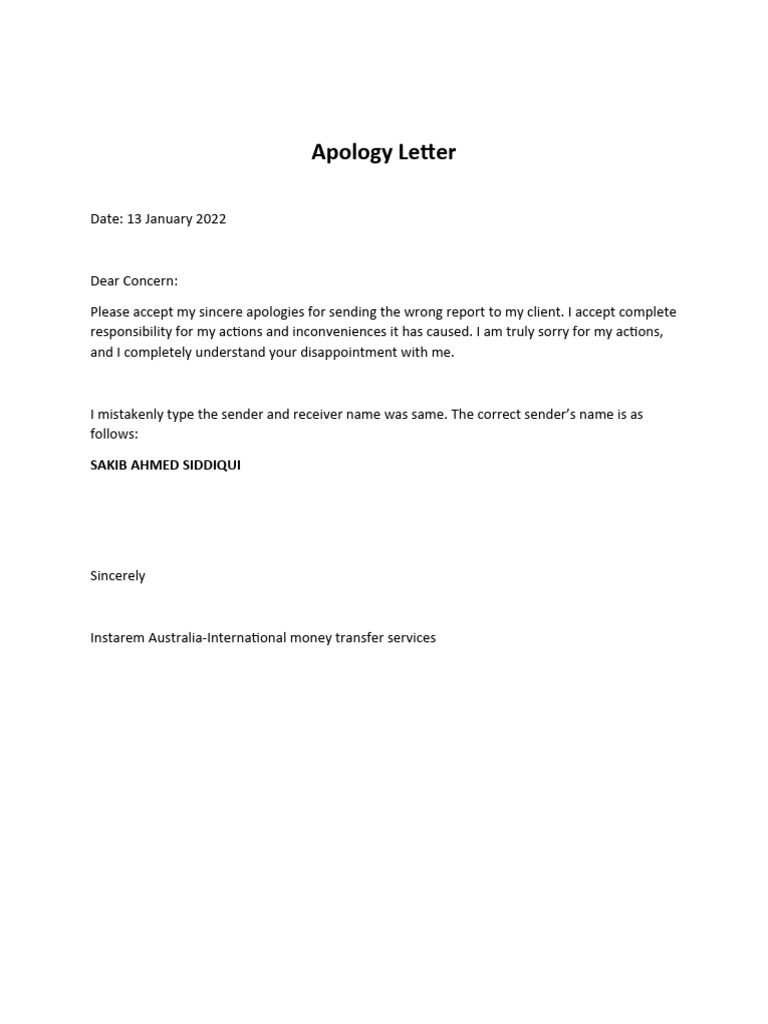 Apology Letter | PDF