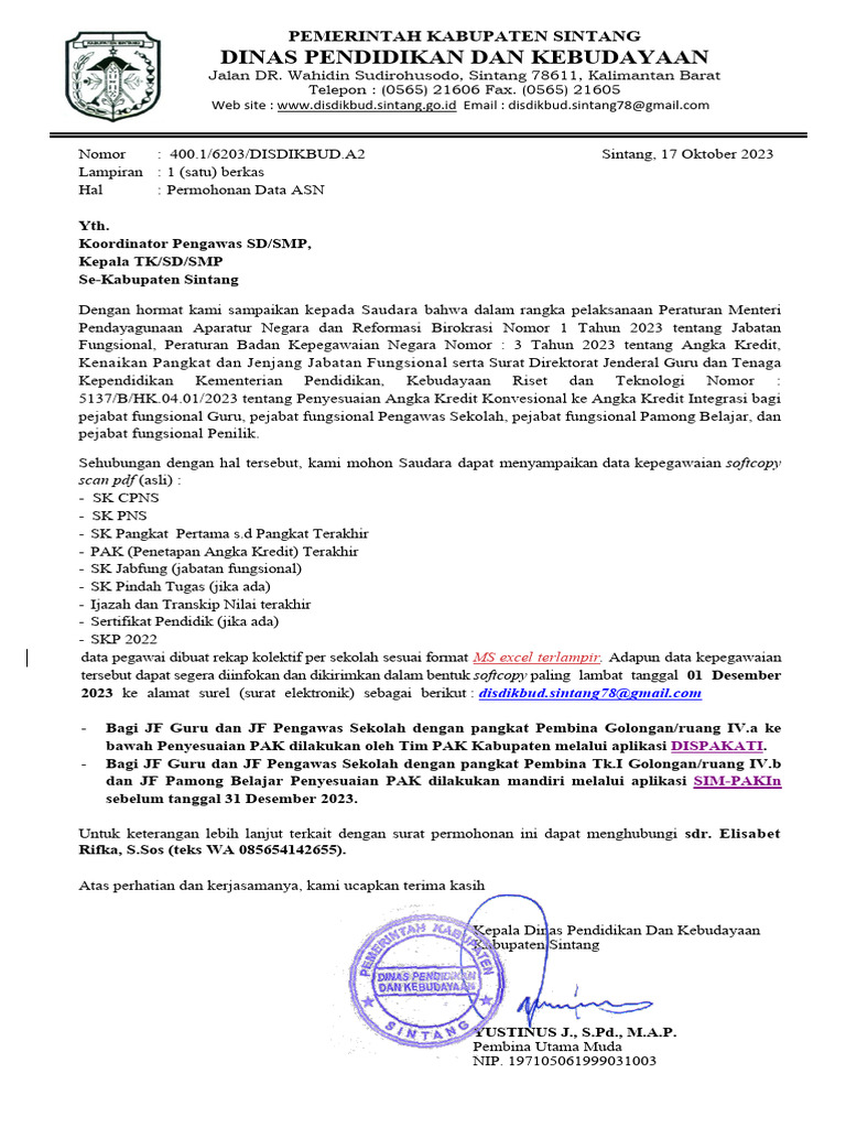 Permohonan Data PNS (Integrasi) | PDF
